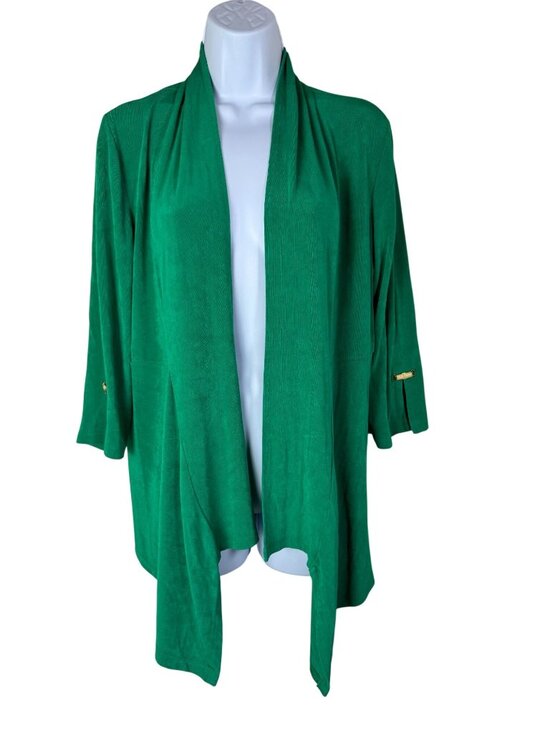 Chico's | Sweaters | Chicos Travelers Green Open Front Cardigan Size ...